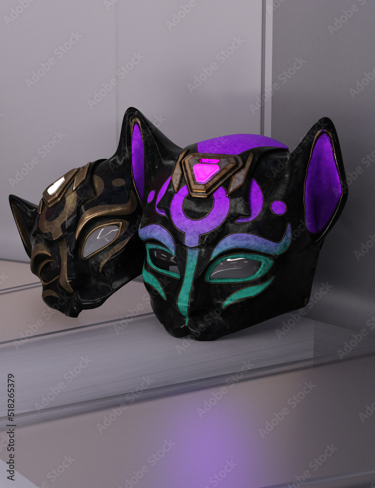 futuristic cat mask cyber isolated Stock Illustration | Adobe Stock
