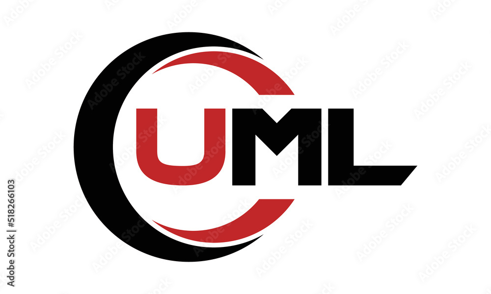 UML swoosh three letter logo design vector template | monogram logo ...