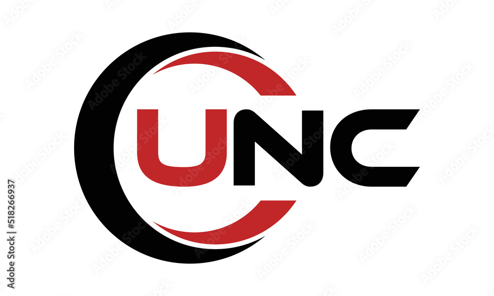 UNC swoosh three letter logo design vector template | monogram logo ...