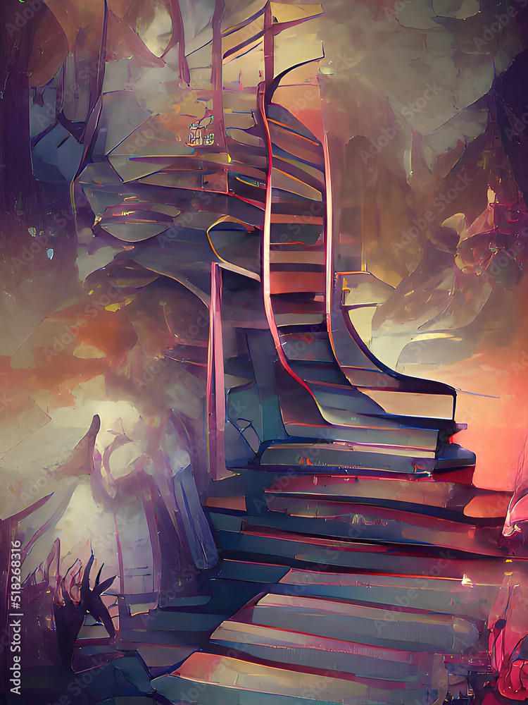 mysterious stairs and steps in a strange building Stock Illustration ...