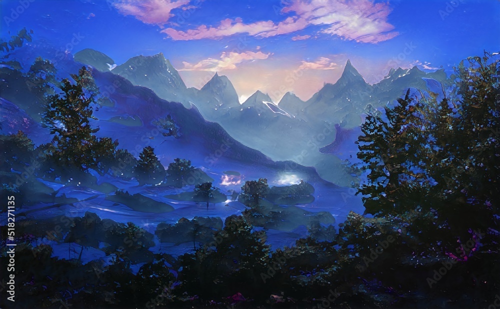 fantasy background, beautiful acrylic painting, stylized painting ...