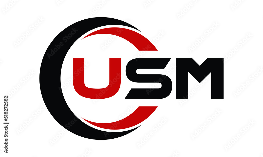 USM swoosh three letter logo design vector template | monogram logo ...