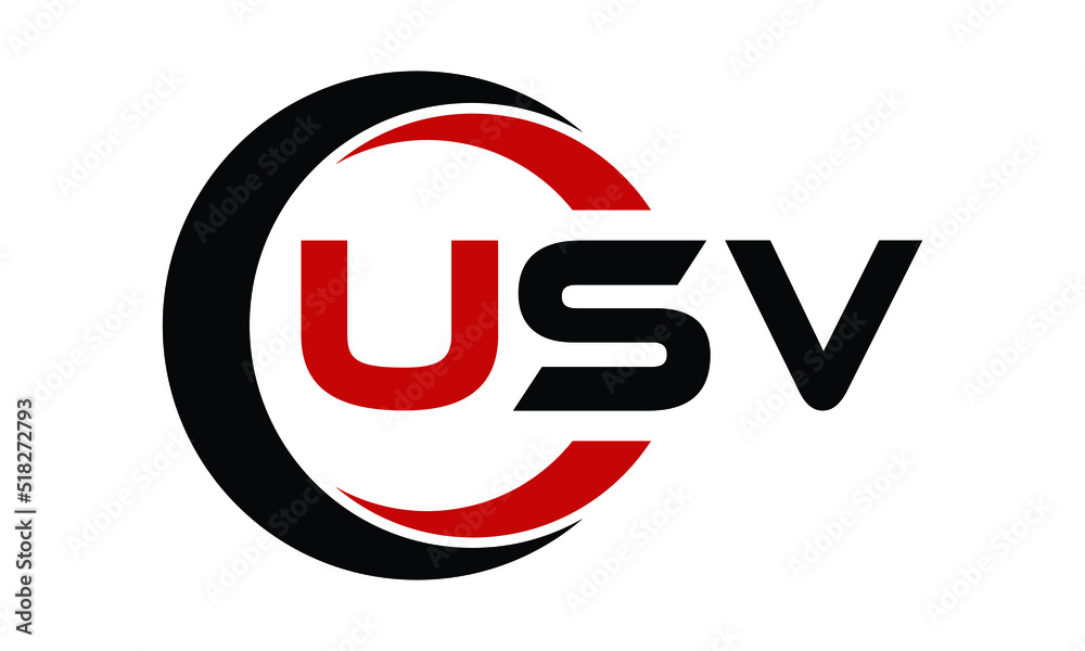 USV swoosh three letter logo design vector template | monogram logo ...