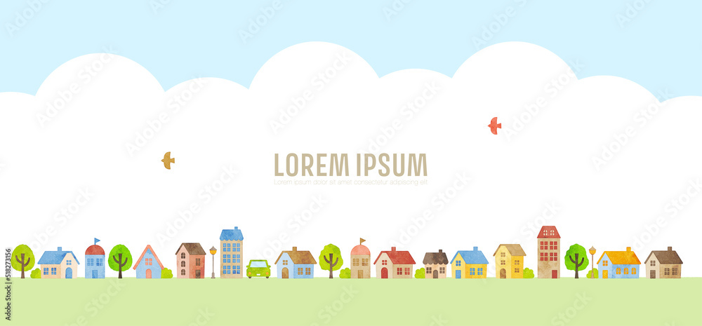 cute hand drawn cityscape (colorful version) Stock Vector | Adobe Stock