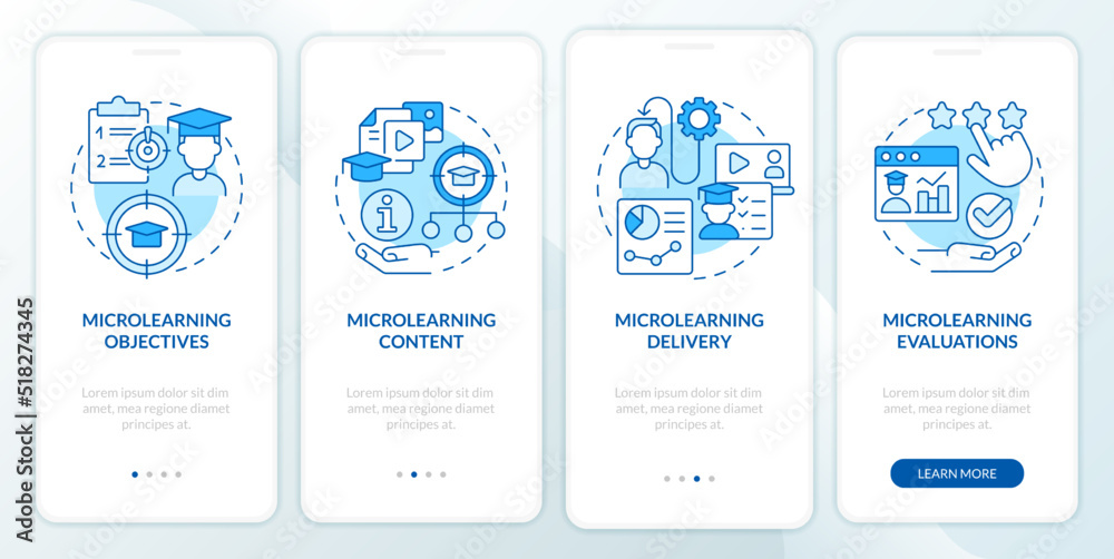 Parts Of Microlearning Blue Onboarding Mobile App Screen Walkthrough 4