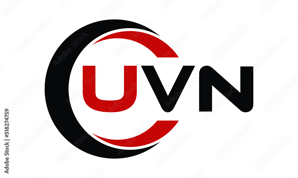 UVN swoosh three letter logo design vector template | monogram logo ...
