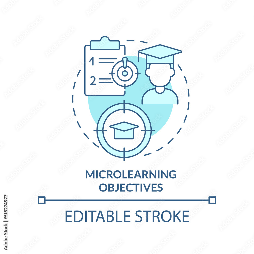 Microlearning objectives turquoise concept icon. Micro learning module abstract idea thin line ...