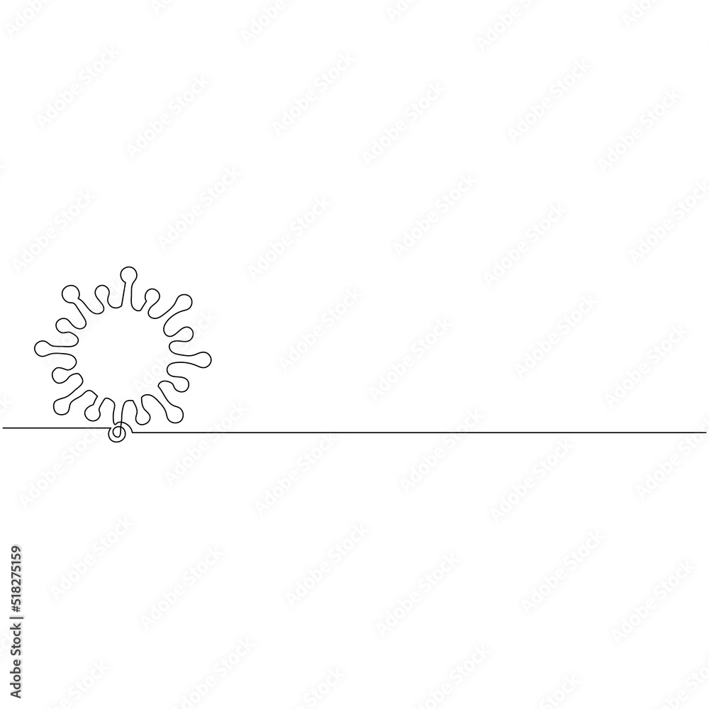 Continuous one line drawing of covid symbol concept. Corona virus ...