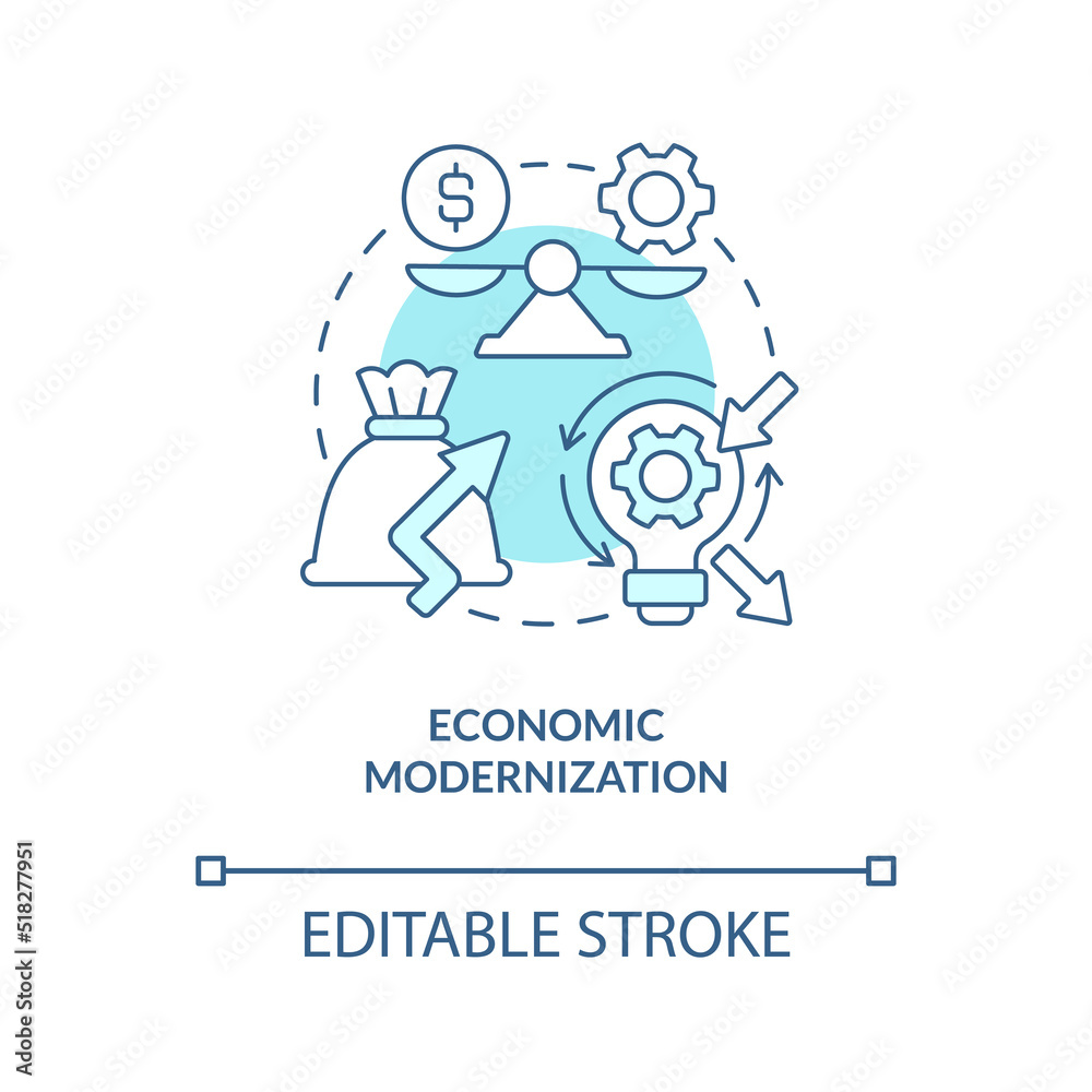 Economic modernization turquoise concept icon. Electrification. Net ...