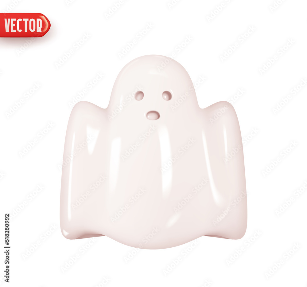 Halloween Ghost. Ghost character scary and creepy. Realistic 3d design ...