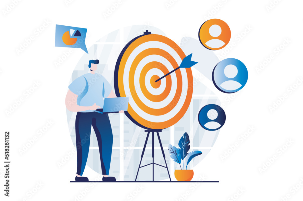 Finding solution concept with people scene in flat cartoon design. Man ...