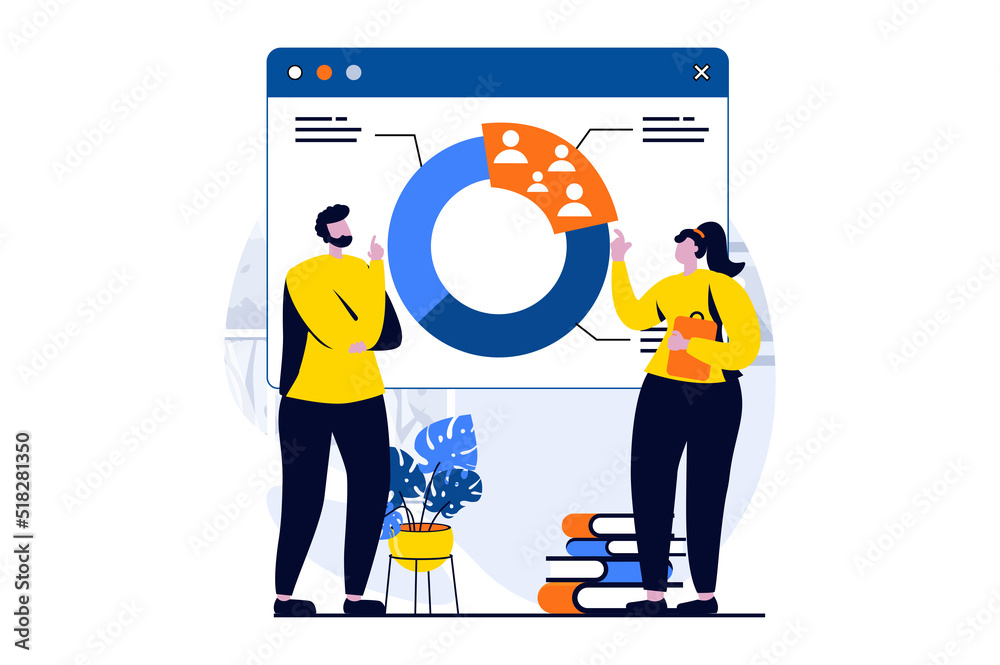 Finding solution concept with people scene in flat cartoon design. Man ...