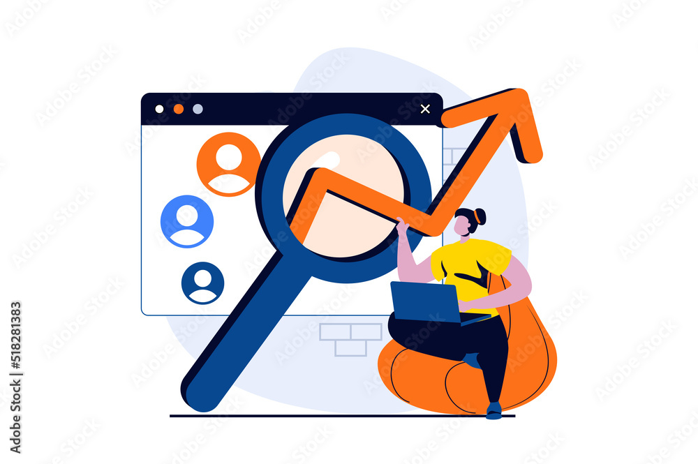 Finding solution concept with people scene in flat cartoon design ...