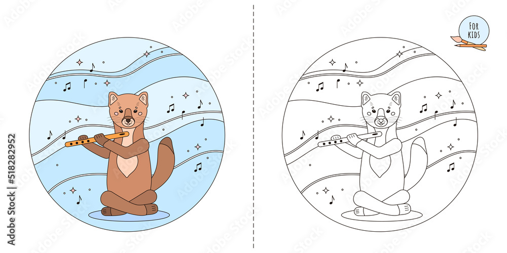 Cute animal concept for children, cartoon style. Coloring page for ...