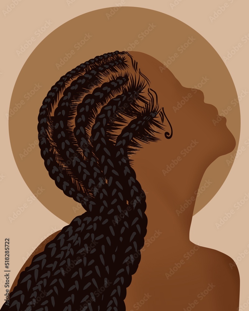 Profile of woman with cornrows hairstyle illustration Stock ...