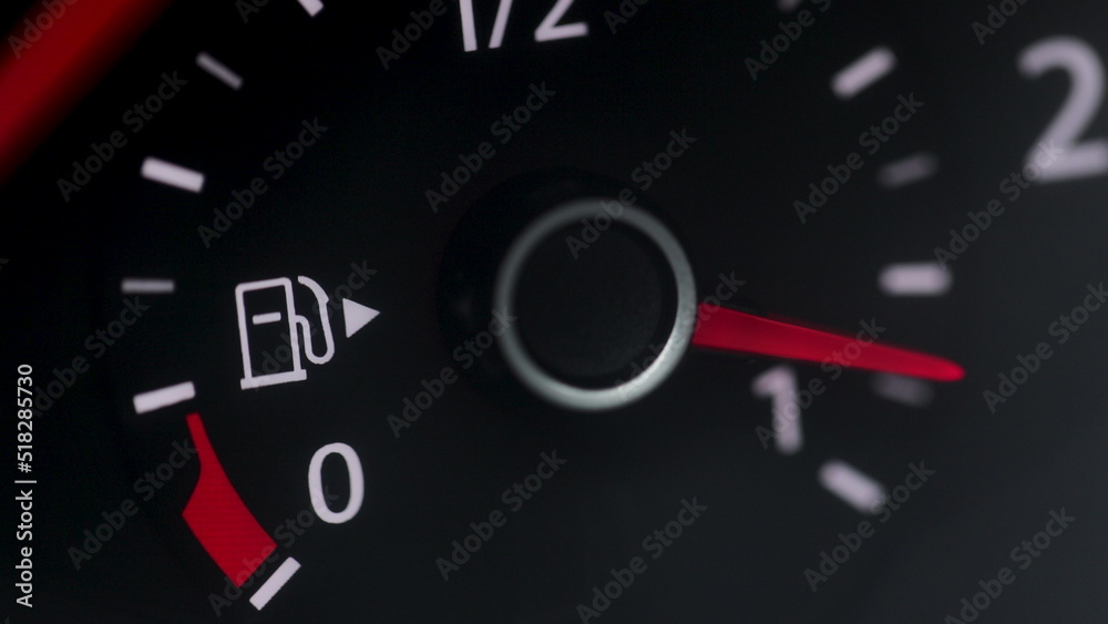 Fuel Gauge Car Dashboard Fills up. Red Light Turn On When Tank is Full ...