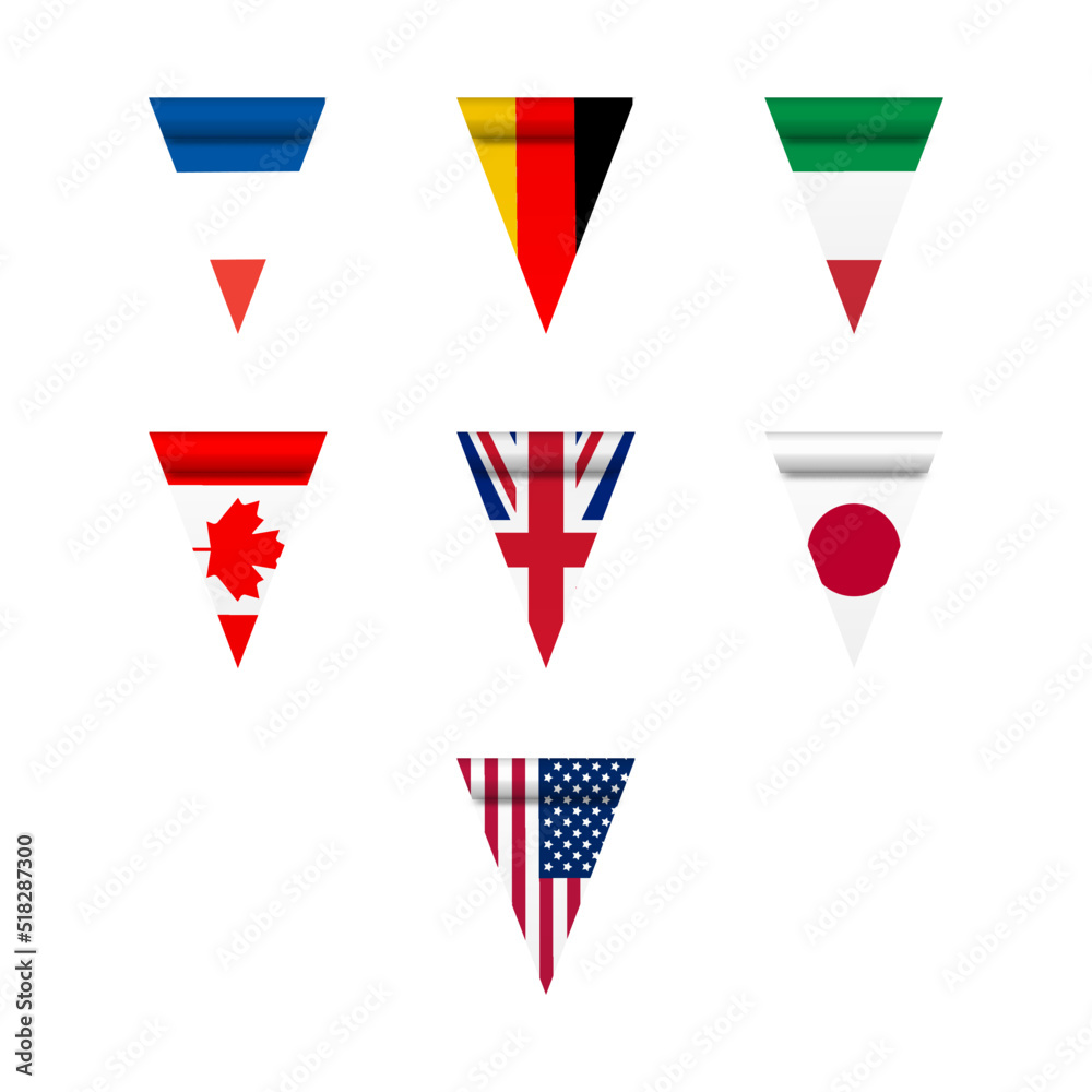 Flags of the countries of the Big Seven, vector illustration. Stock ...
