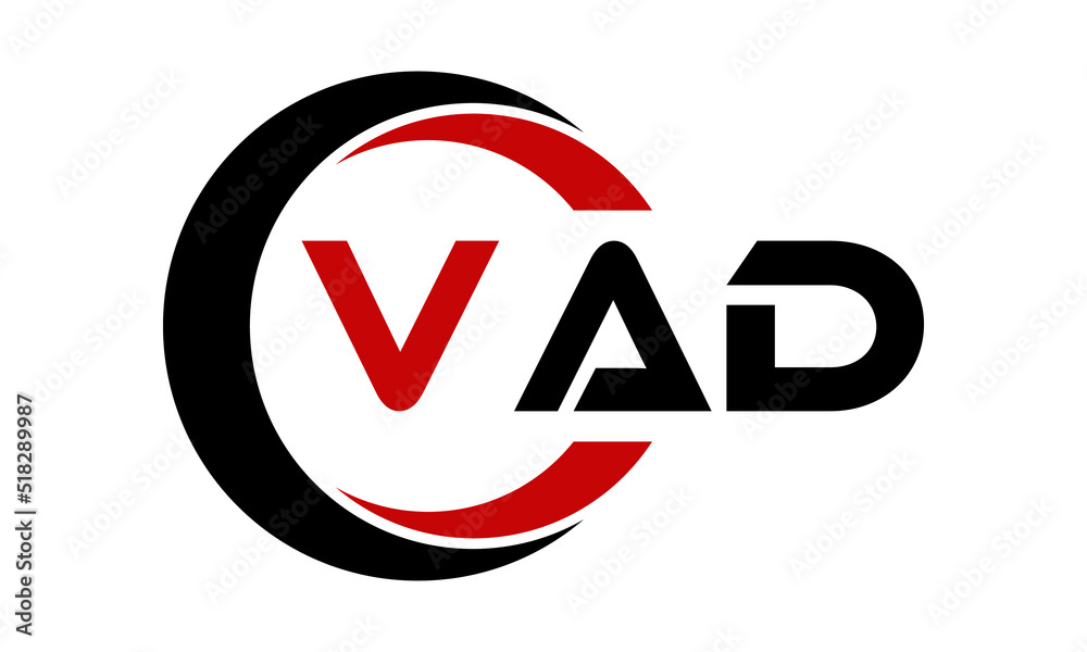 VAD swoosh three letter logo design vector template | monogram logo ...