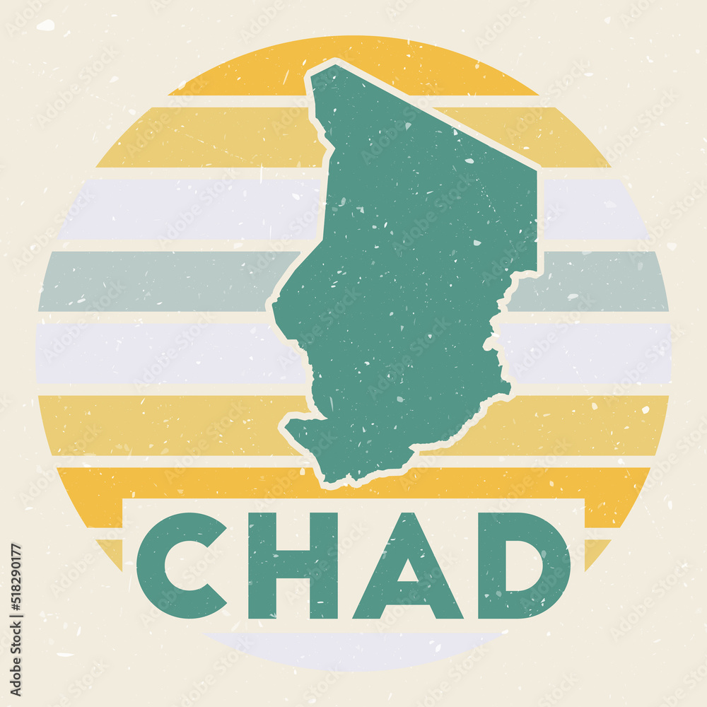 Chad logo. Sign with the map of country and colored stripes, vector ...