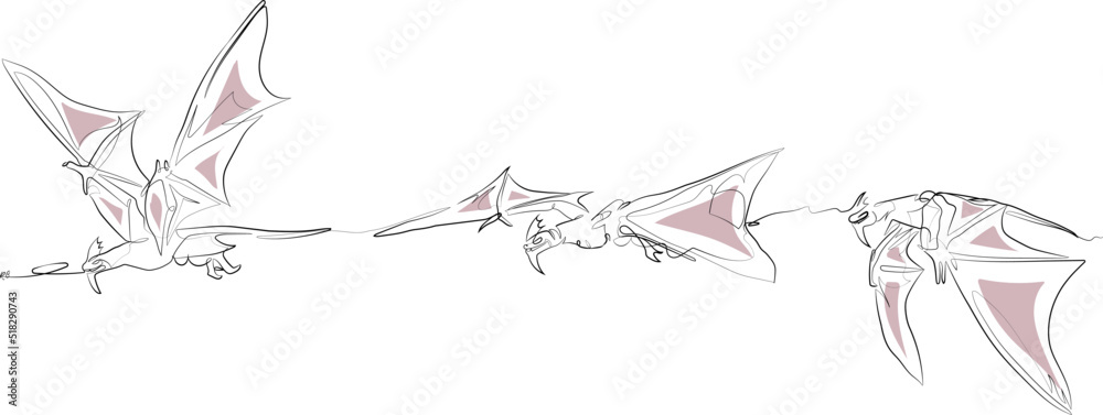 Continuous Line art: Flying Dragon in motion in one line drawing Stock ...