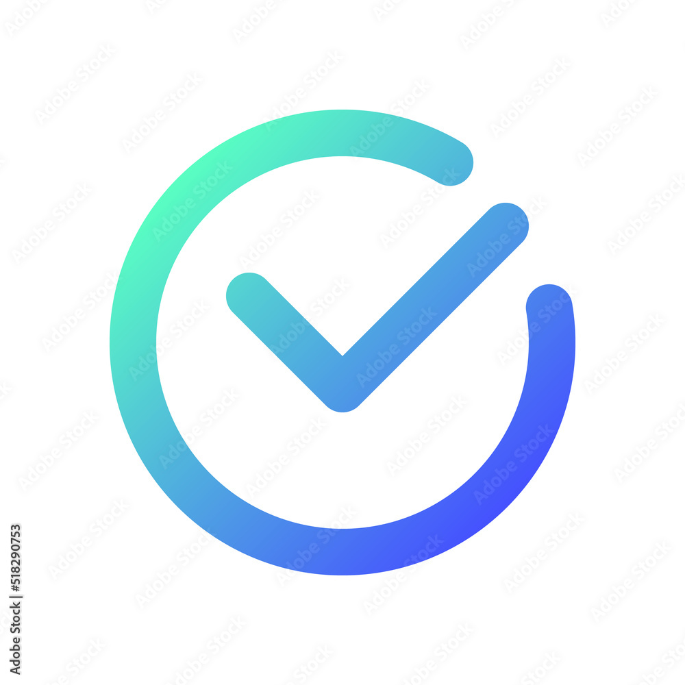 Accept button pixel perfect gradient linear ui icon. Approve changes. Toolbar control element ...