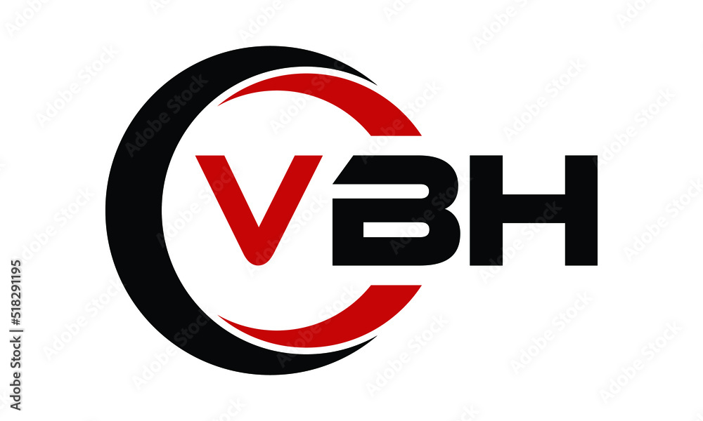 VBH swoosh three letter logo design vector template | monogram logo ...
