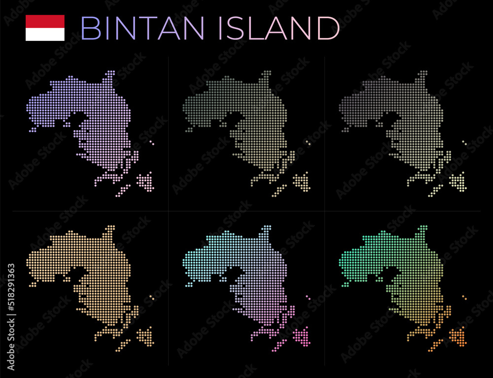Bintan Island dotted map set. Map of Bintan Island in dotted style ...
