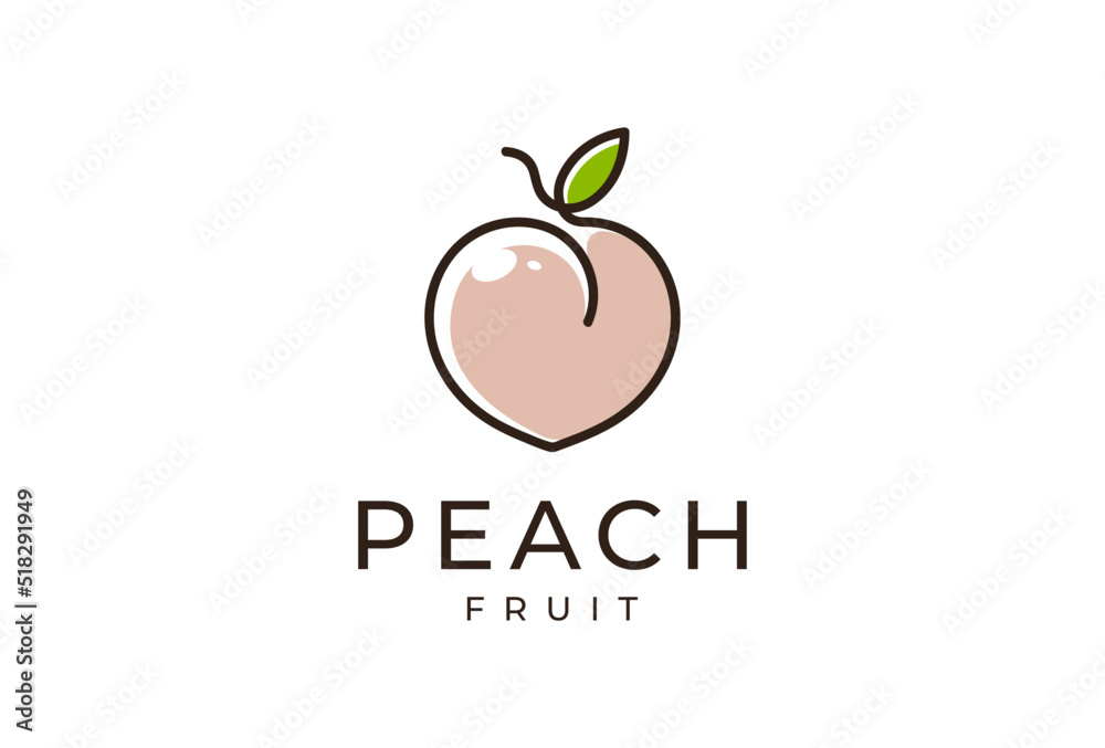 Minimalist Peach logo design with line art style color Vector Stock ...