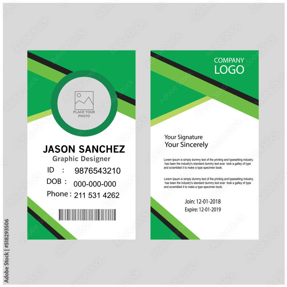 Vetor de Creative Id Card, Professional Employee ID card, Flat Id Card ...