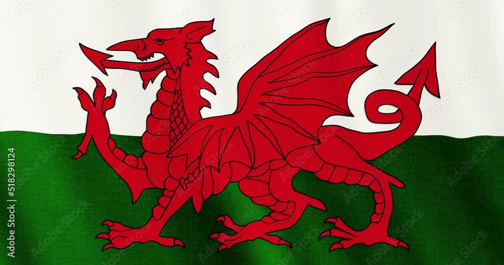 Welsh flag seamless loop animation. 4k animation background with flag ...