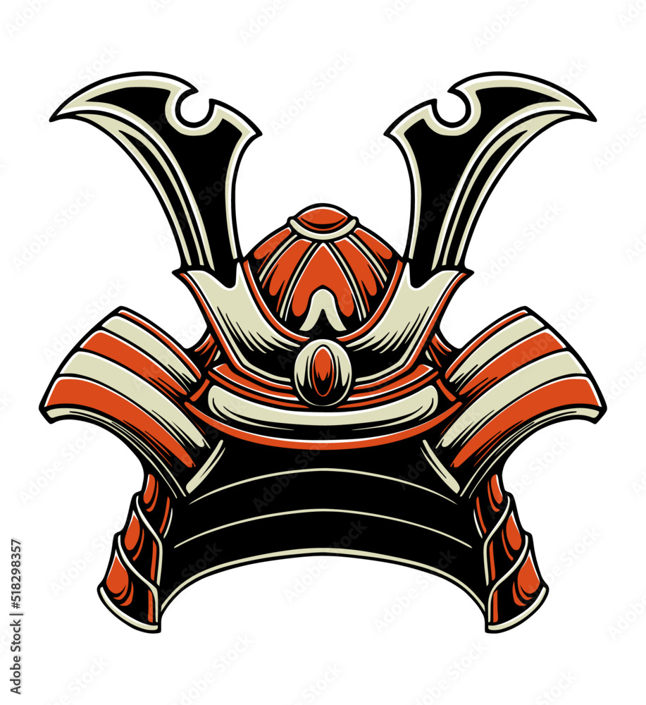 Japanese samurai helmet design vector Stock Vector | Adobe Stock