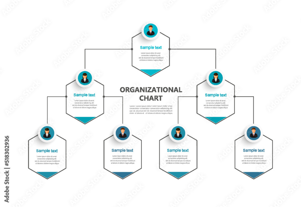Corporate organizational chart with business avatar icons. Business ...