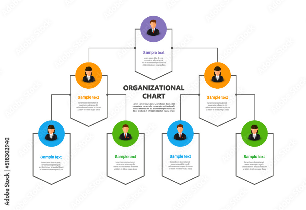 Corporate organizational chart with business avatar icons. Business ...