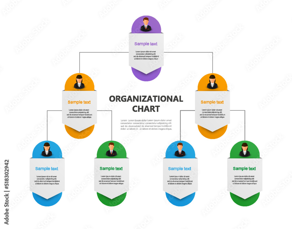 Corporate organizational chart with business avatar icons. Business ...