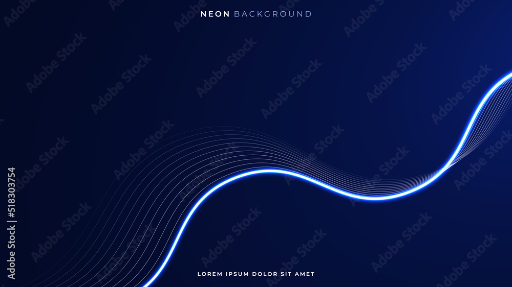 Neon curved lines background. Geometry glow lines shape. Blue neon ...