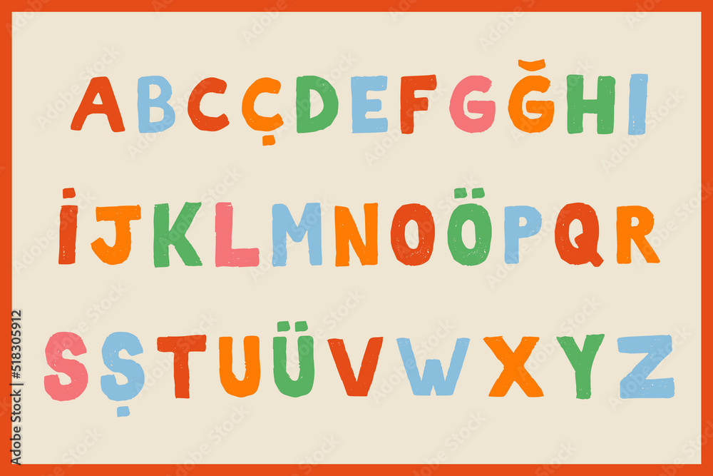 Hand Drawn Color Font Family Stock Vector | Adobe Stock