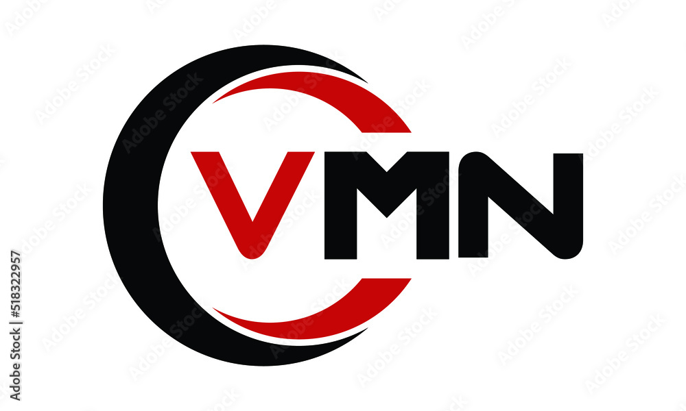 VMN swoosh three letter logo design vector template | monogram logo ...