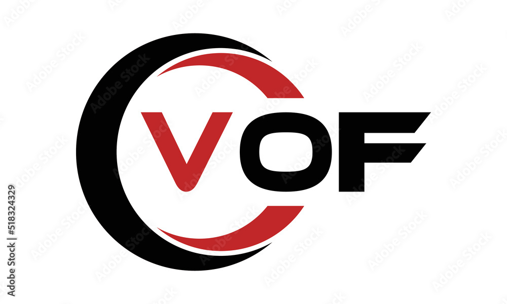 VOF swoosh three letter logo design vector template | monogram logo ...