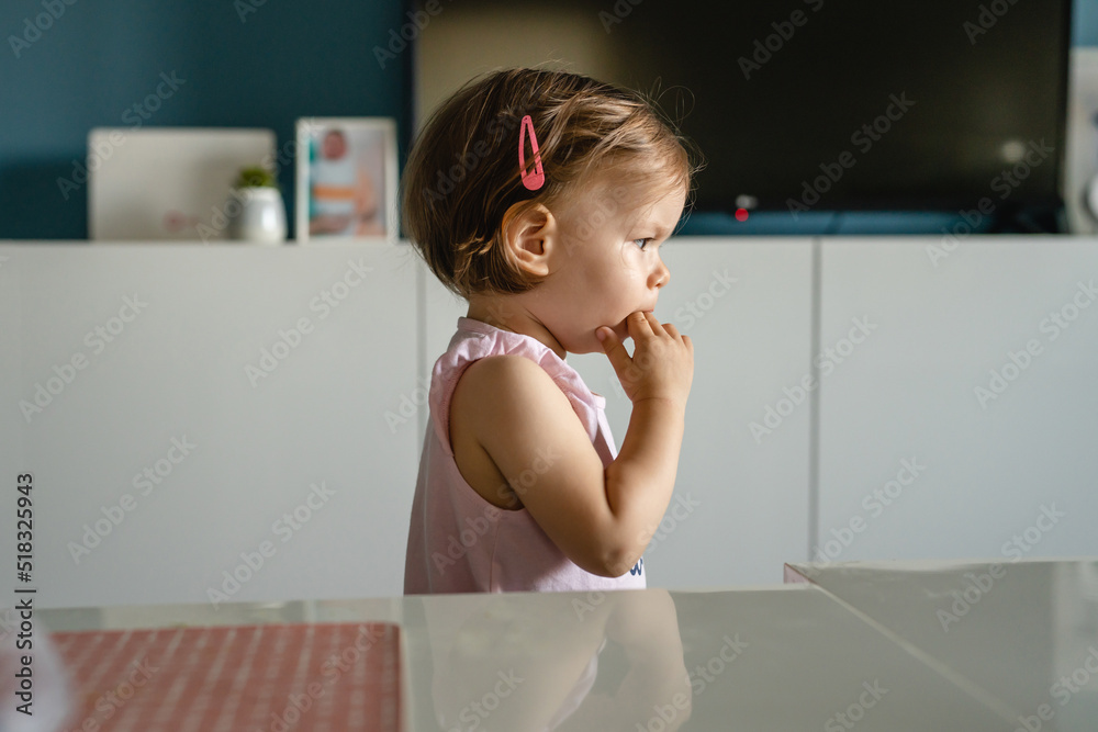 One girl child toddler small caucasian female daughter one year old ...