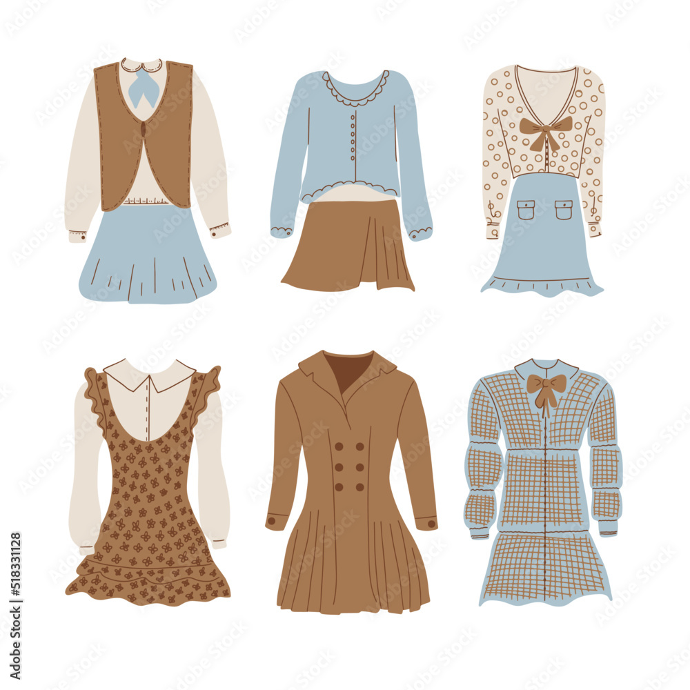 School clothes for textile design. Education, knowledge, study concept ...