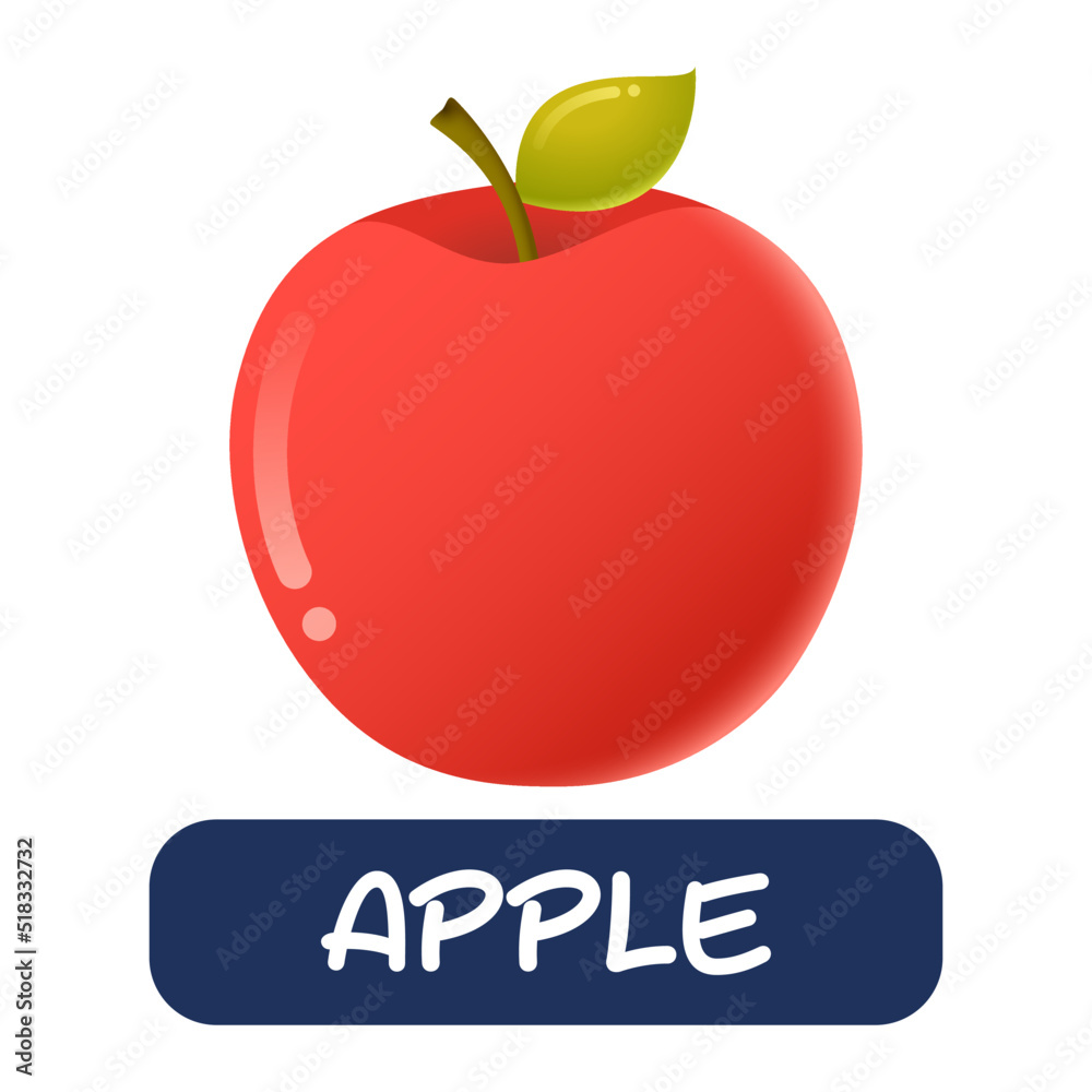 cartoon apple fruit vector isolated on white background Stock Vector ...