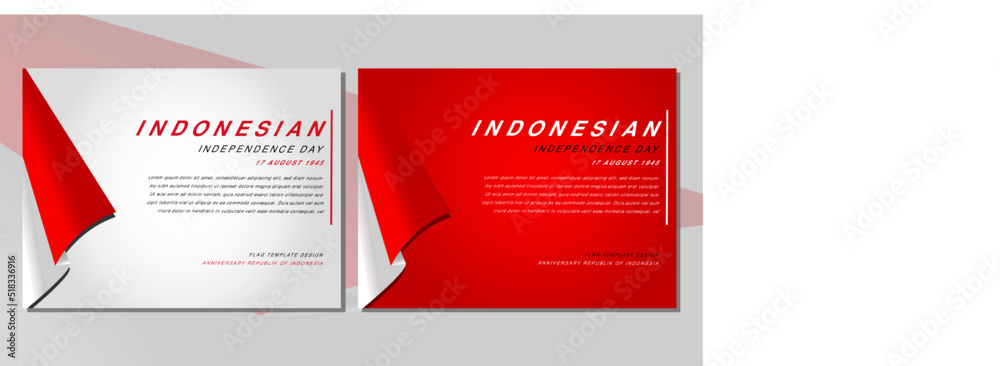 Indonesian flag template design with red white gradient color concept ...