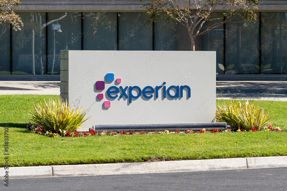 Costa Mesa, California, CA, USA - July 10, 2022: Experian sign at its ...