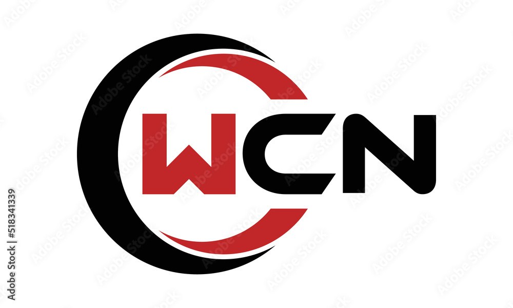 WCN swoosh three letter logo design vector template | monogram logo ...