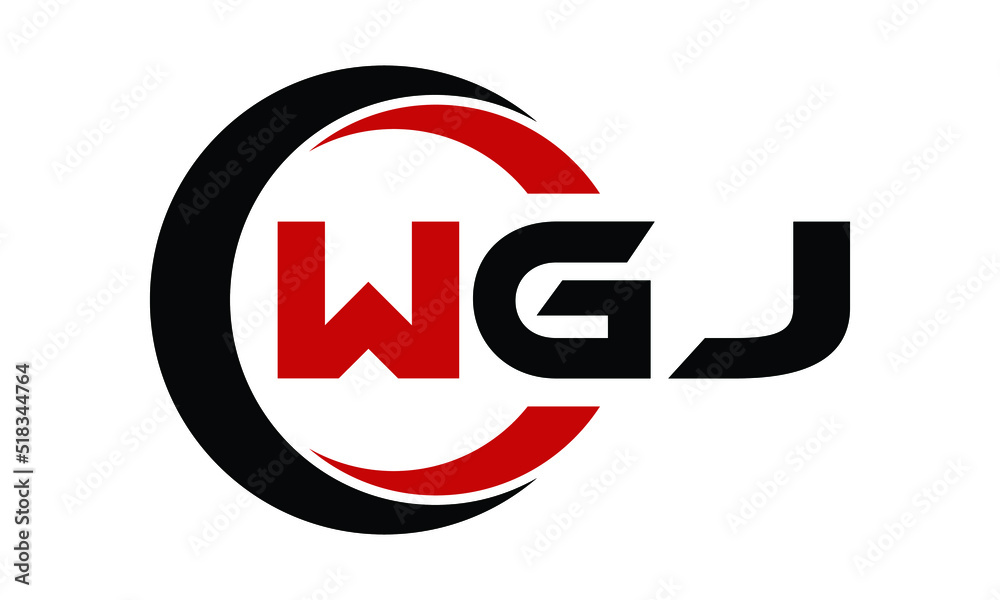 WGJ swoosh three letter logo design vector template | monogram logo ...