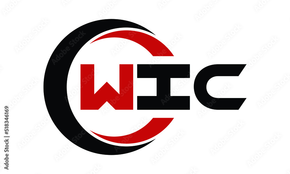 Vetor de WIC swoosh three letter logo design vector template | monogram ...
