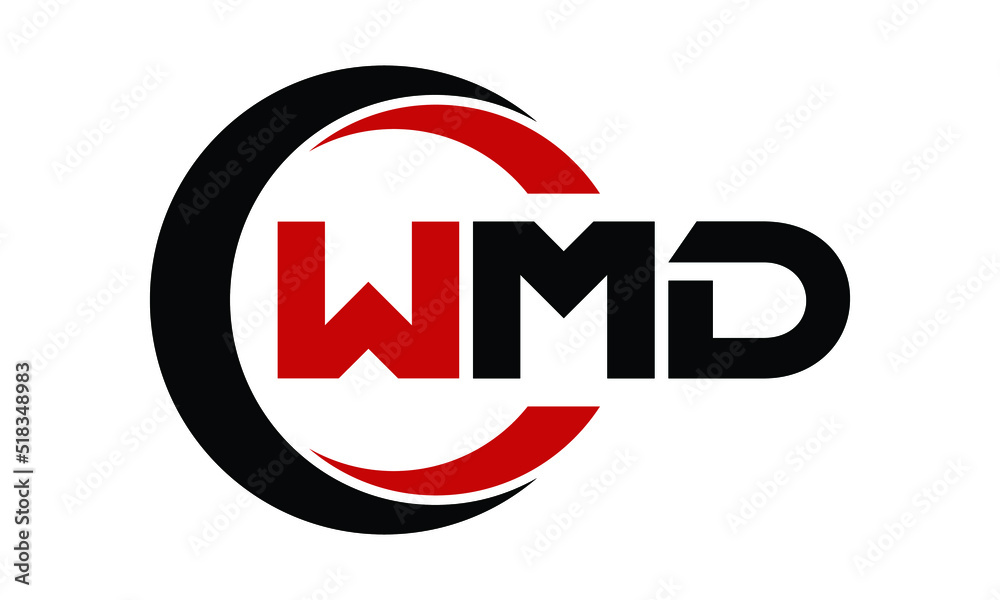 WMD swoosh three letter logo design vector template | monogram logo ...