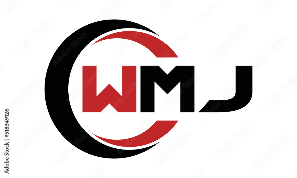 WMJ swoosh three letter logo design vector template | monogram logo ...
