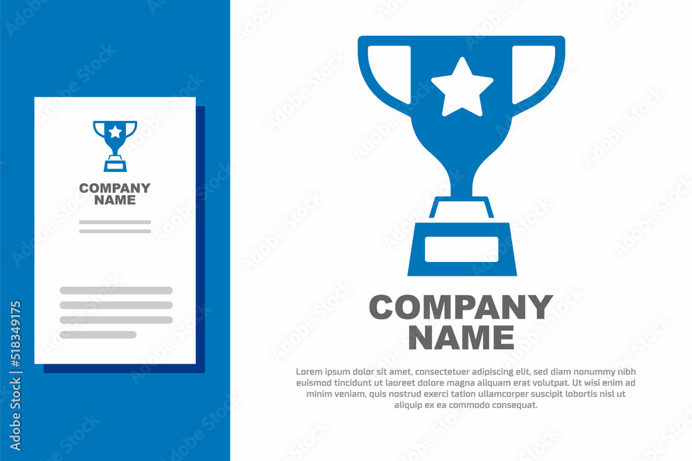 Blue Award cup icon isolated on white background. Winner trophy symbol ...