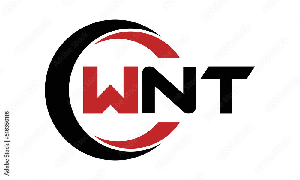WNT swoosh three letter logo design vector template | monogram logo ...